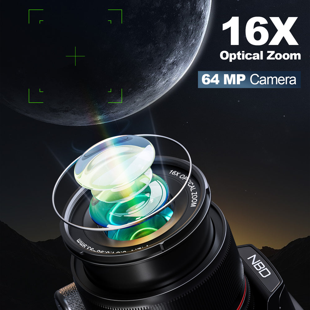 NBD Digital Camera 5K 64MP 16X Optical Zoom Camera for Photography wit