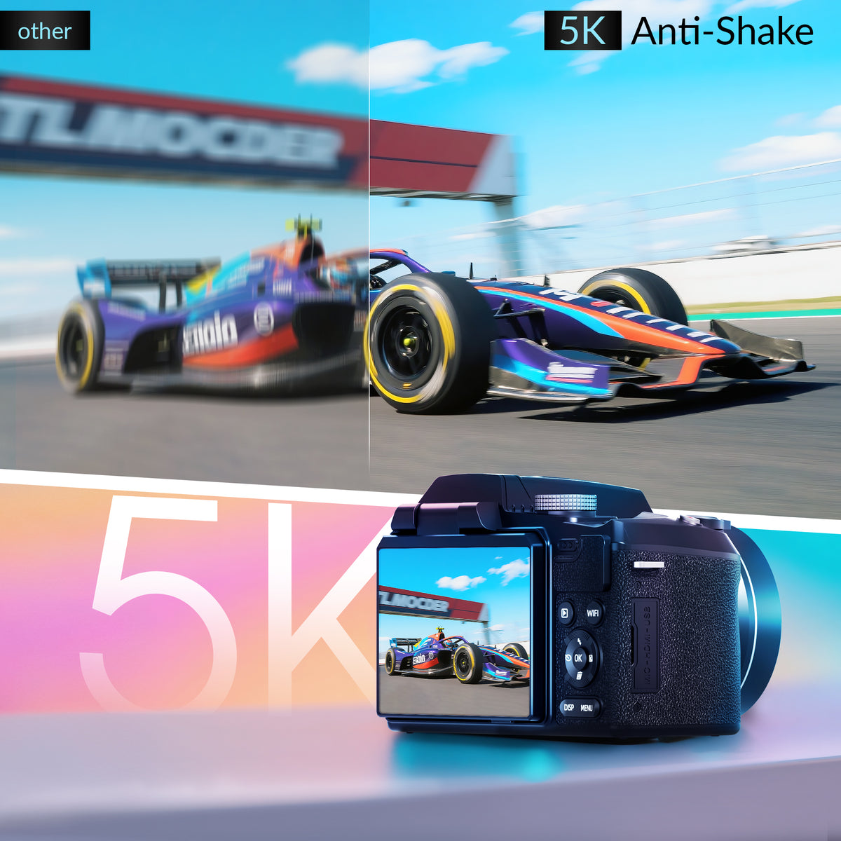NBD 64MP 5K Autofocus Digital Camera with WiFi and App Control, 16X Zo