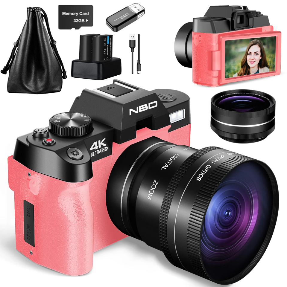 NBD 4K Ultra HD 48MP Digital Camera with Wide Angle & Macro Lens, 16X